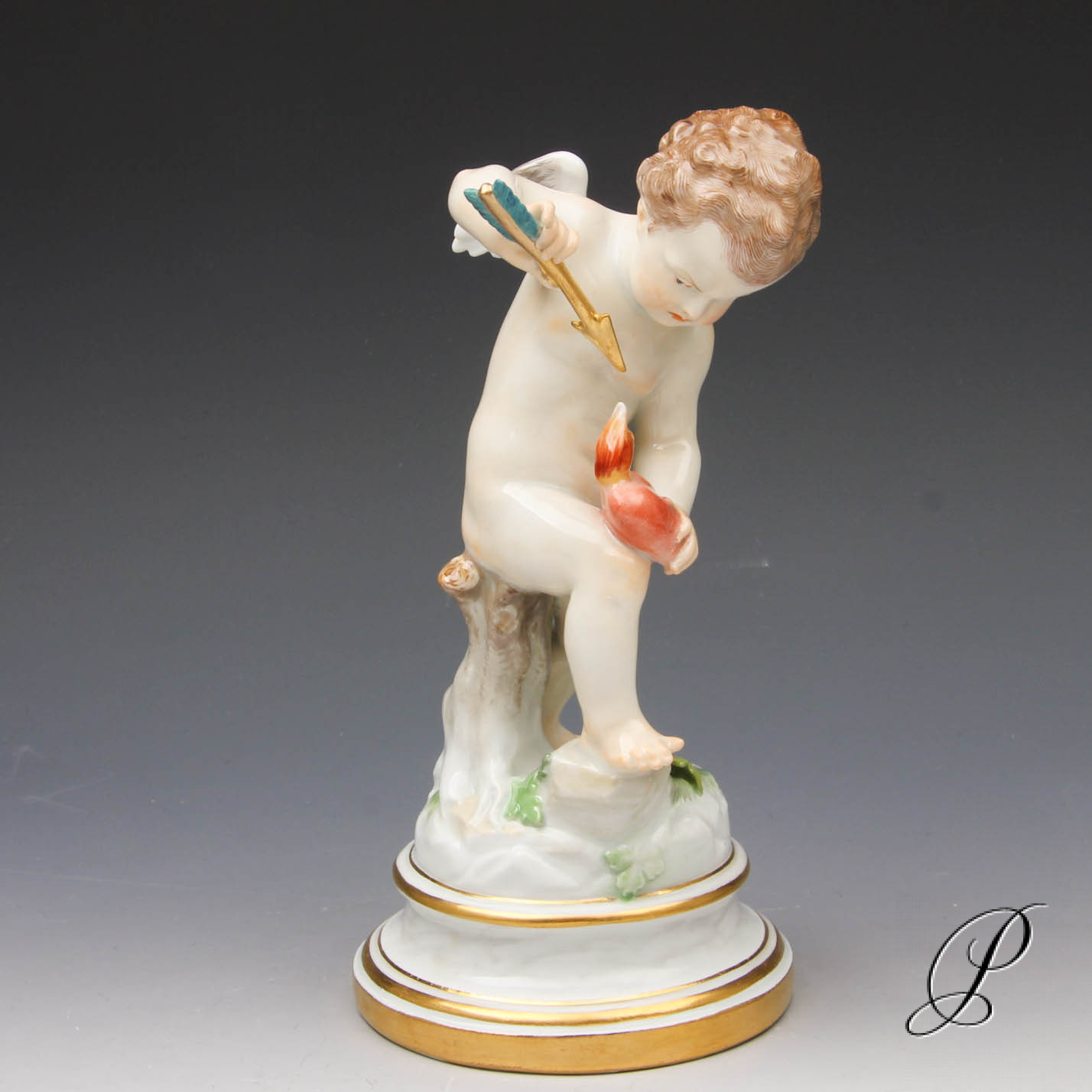 Figur Meissen Putto aus der L - Serie "Amor ein Herz zerstechend ...