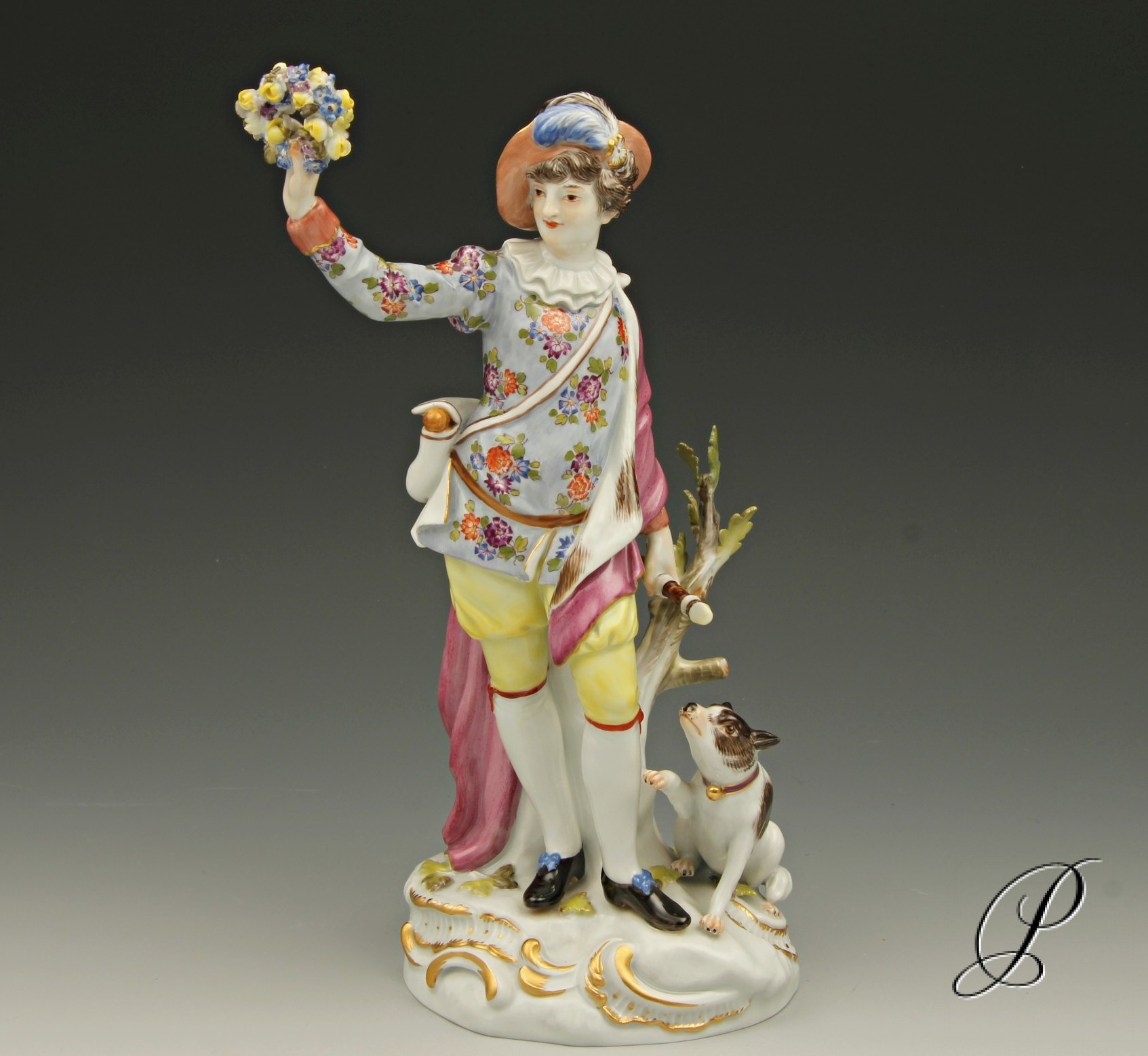 große Figur Meissen 1.Wahl " Schäfer mit Blumenkranz" | Porzellan ...