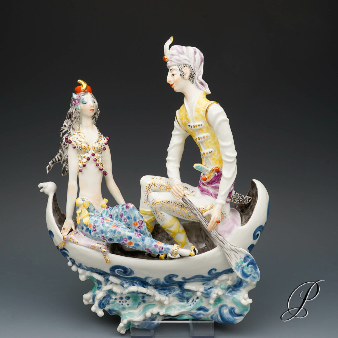 Wandplastik Meissen 1.Wahl von Peter Strang "Kahnfahrt" aus 1001 Nacht ...